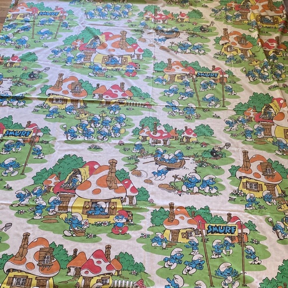 Bedding | Vintage Smurfs 8s Flat Sheet | Poshmark